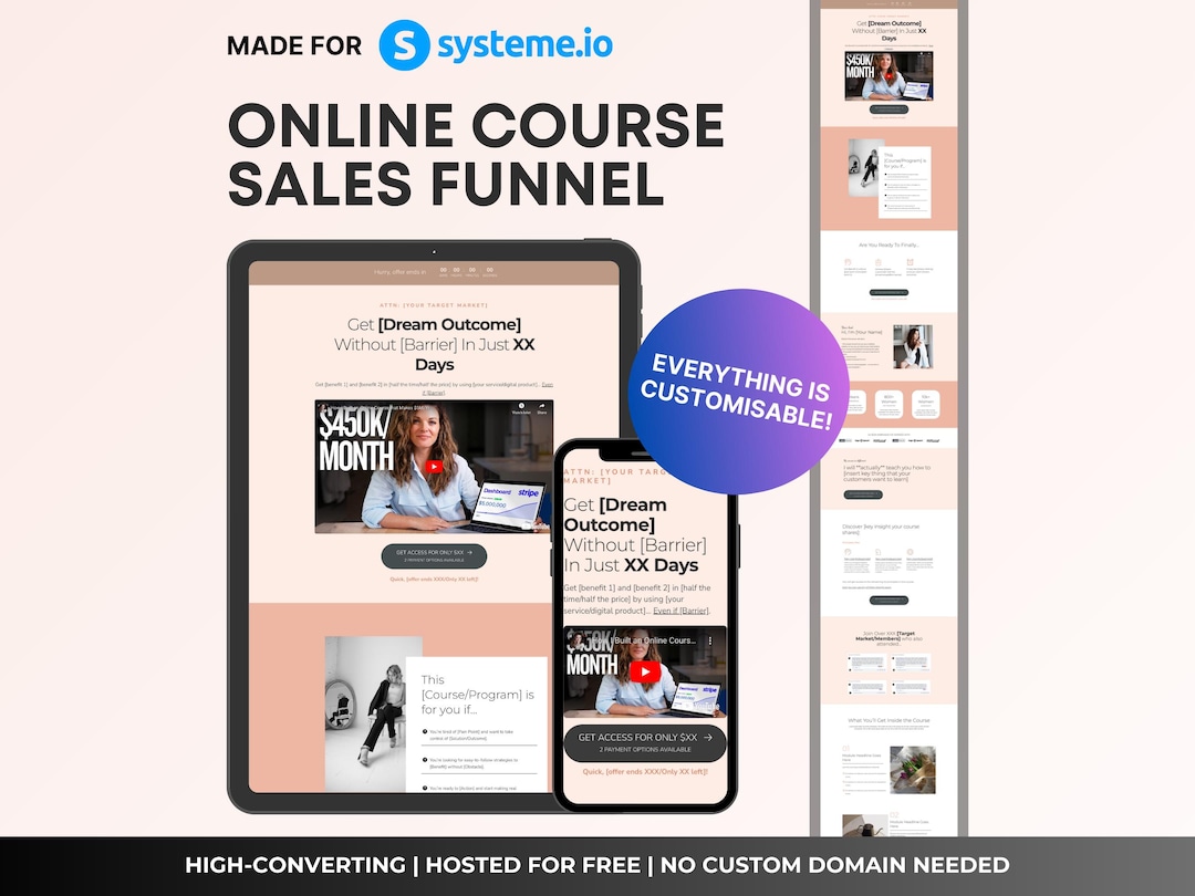 Systeme.io Online Course Funnel Template Systeme.io Course Sales Page ...