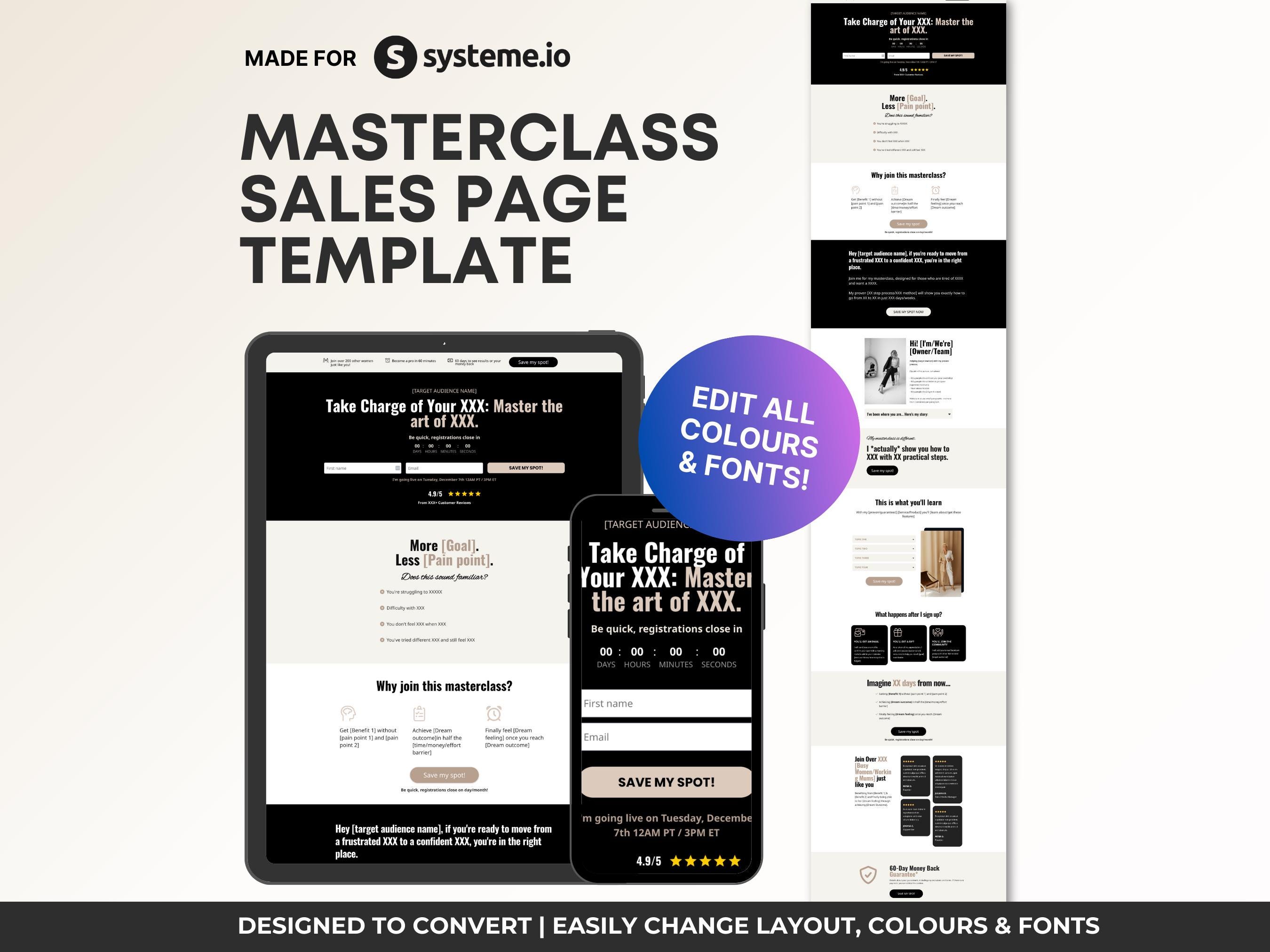 Masterclass Sales Page for Online Coach Masterclass Landing Page ...