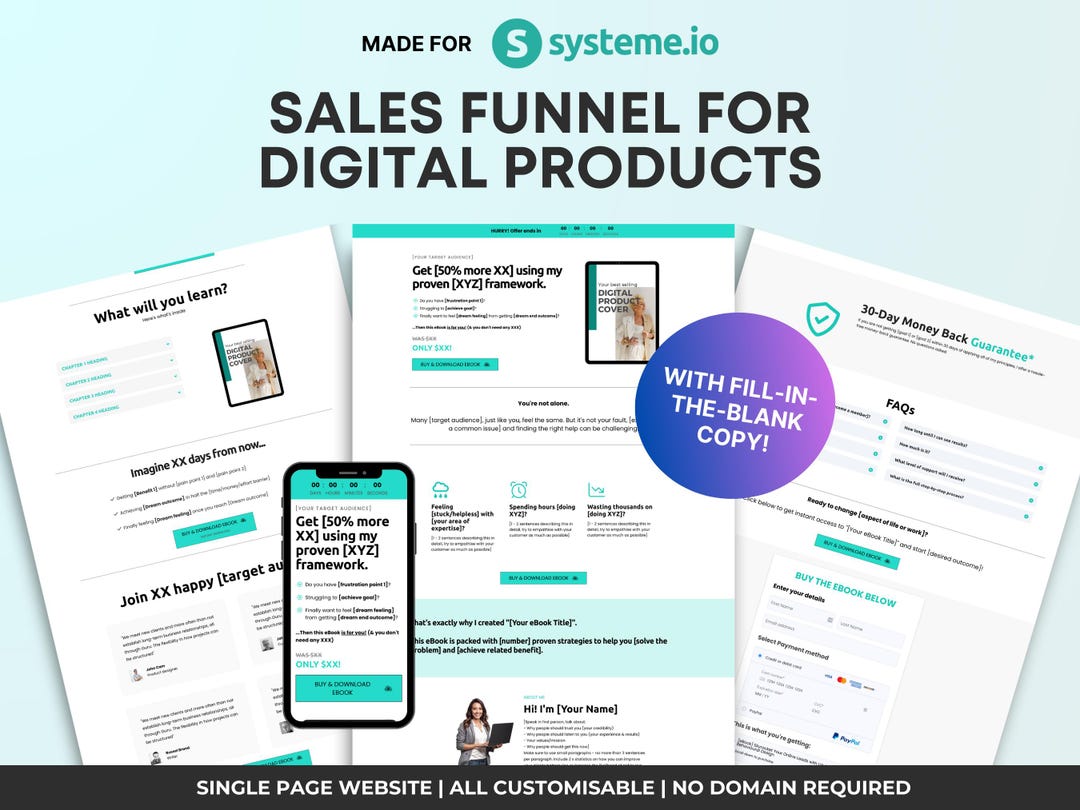 Premade Systeme.io Sales Funnel for Digital Product Landing Page ...