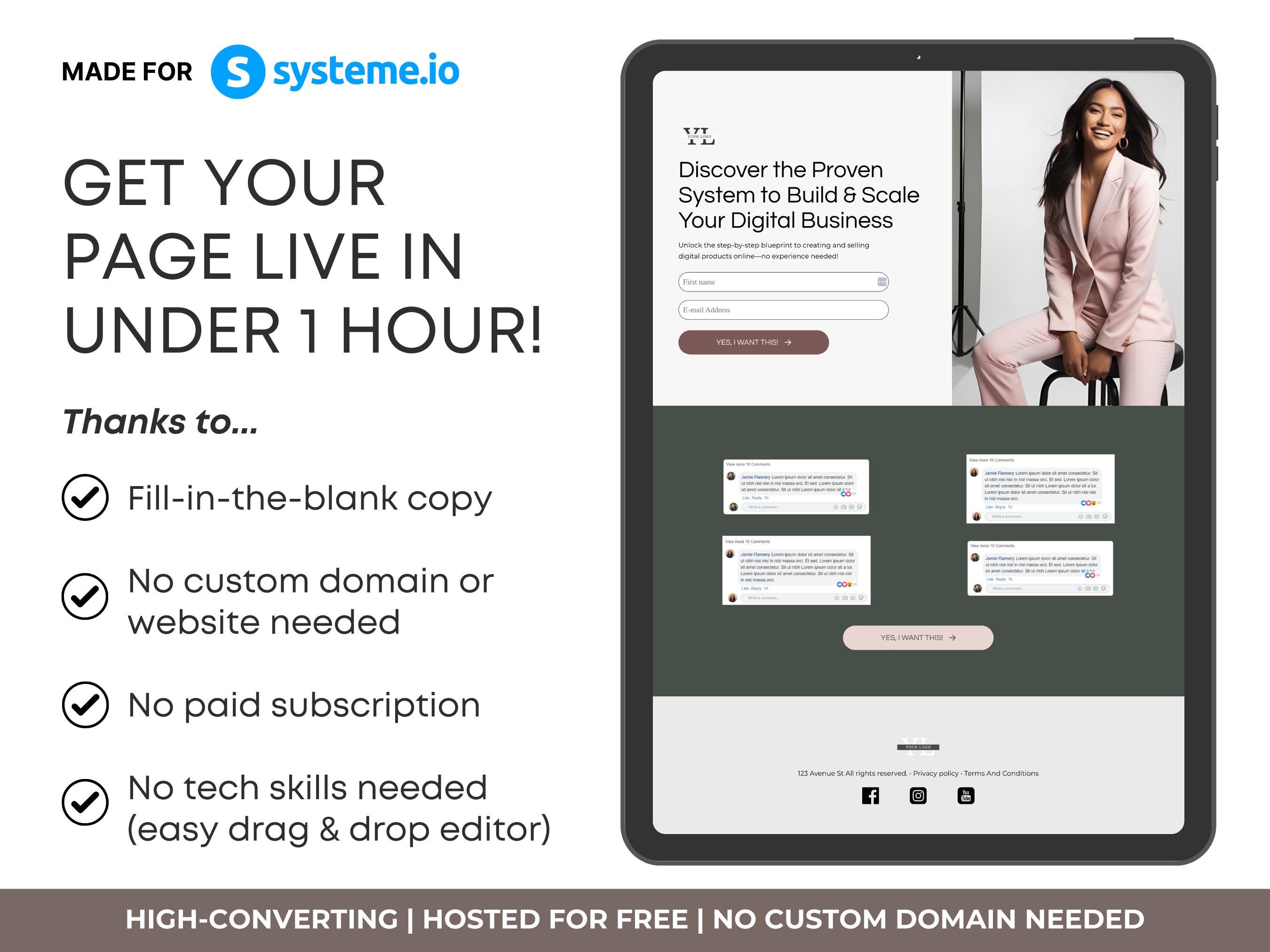 Systeme.io Opt in Funnel Template Landing Page, Squeeze Page Template ...