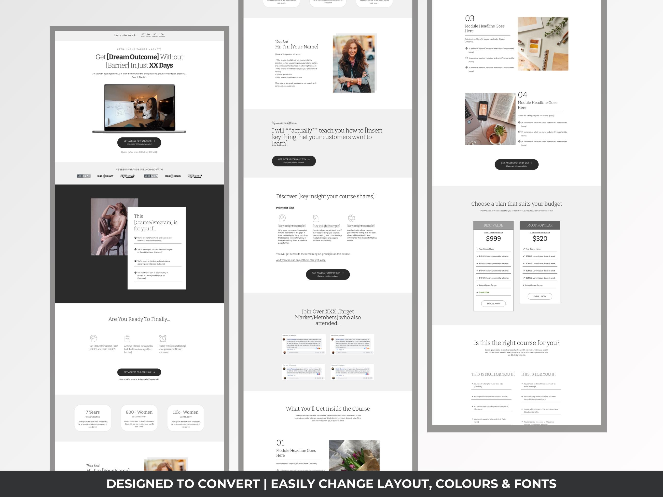 Online Course VSL Sales Page Systeme.io | Course Sales Funnel, Modern ...