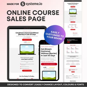 Online Course Sales Page, Customizable Systeme.io Template, Course ...