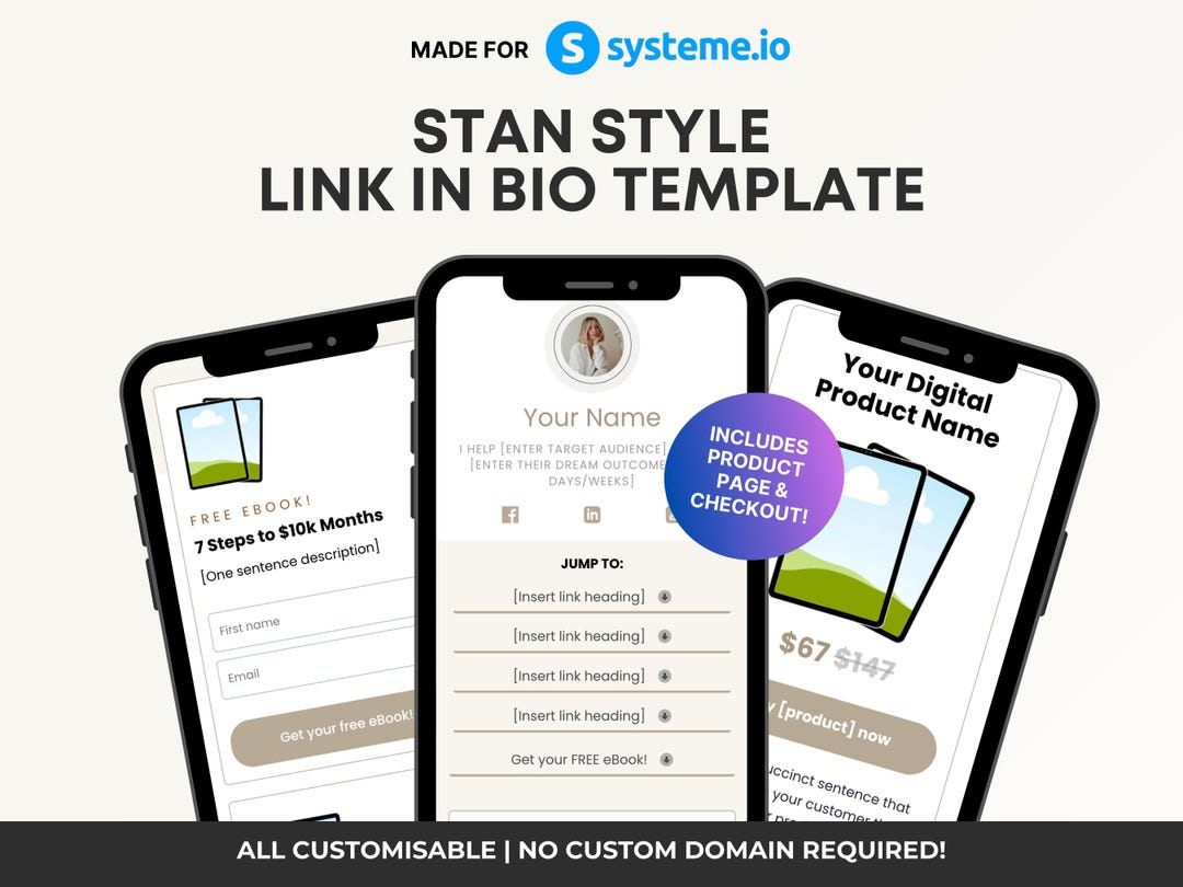 Systeme.io Link in Bio Template, Neutral Link in Bio Website Template ...