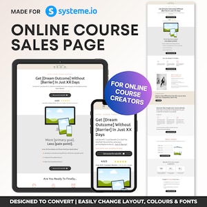 Systeme.io Template for Online Course, Landing Page Sales Funnel ...