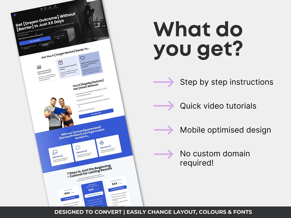 Men's Personal Trainer Landing Page Fitness Coach Sales Funnel Template ...