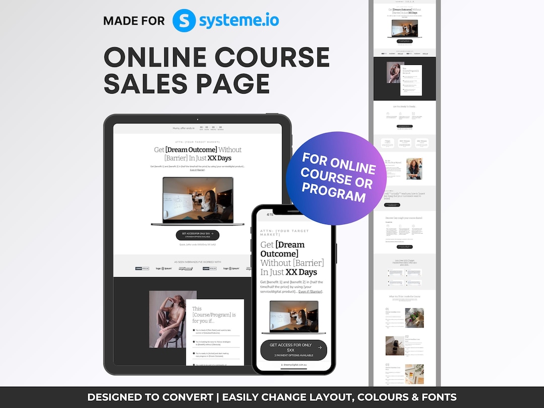 Systeme.io VSL Funnel Template, VSL Landing Page Template, Course Sales ...