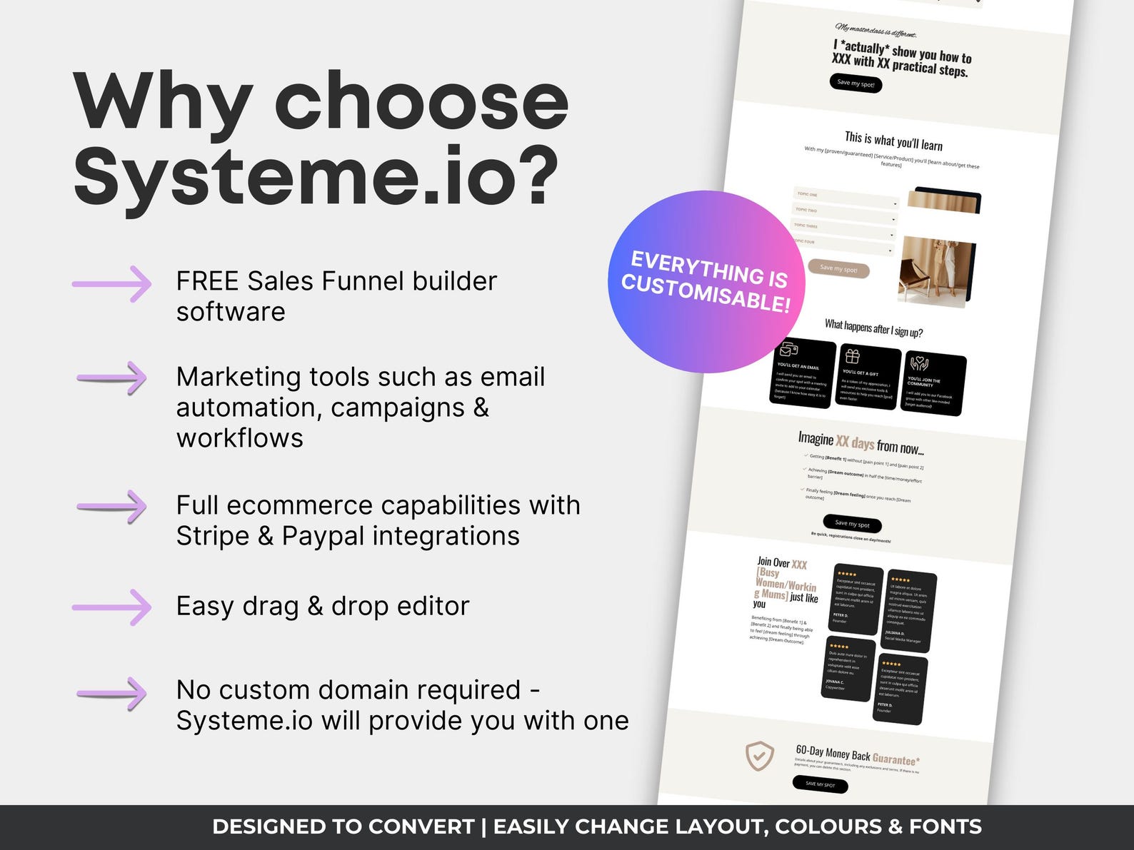 Masterclass Sales Page for Online Coach Masterclass Landing Page Template Systemeio Template ...