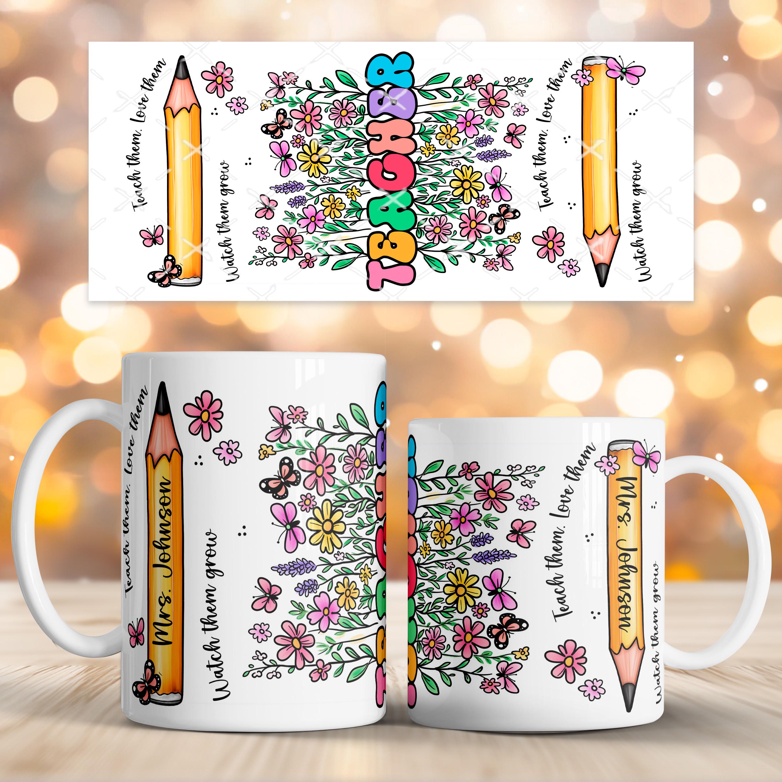 Personalized Teacher Mug Sublimation Design, Teacher Life Design Mug ...