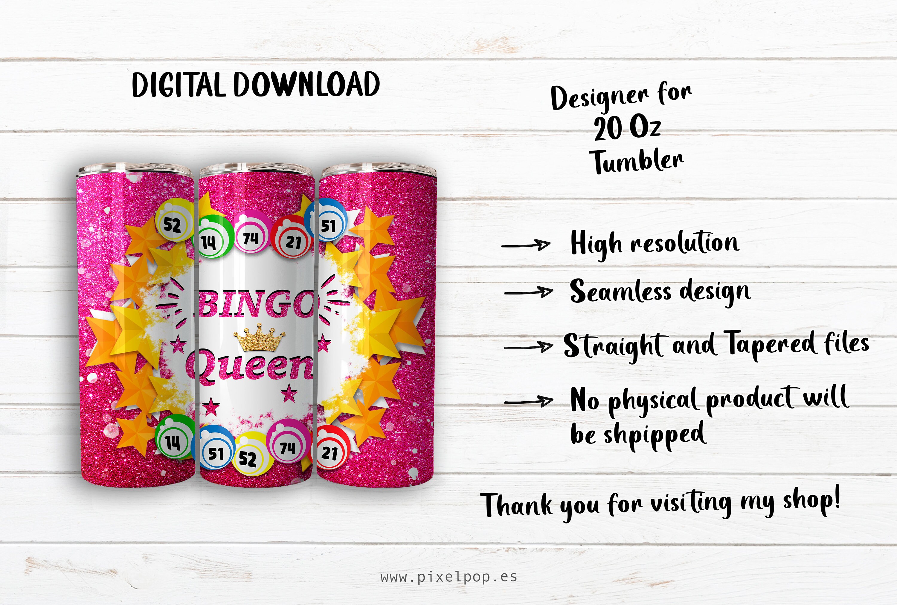 Bingo Queen, Bingo Cards Tumbler Wrap, 20 Oz Skinny Tumbler Sublimation ...
