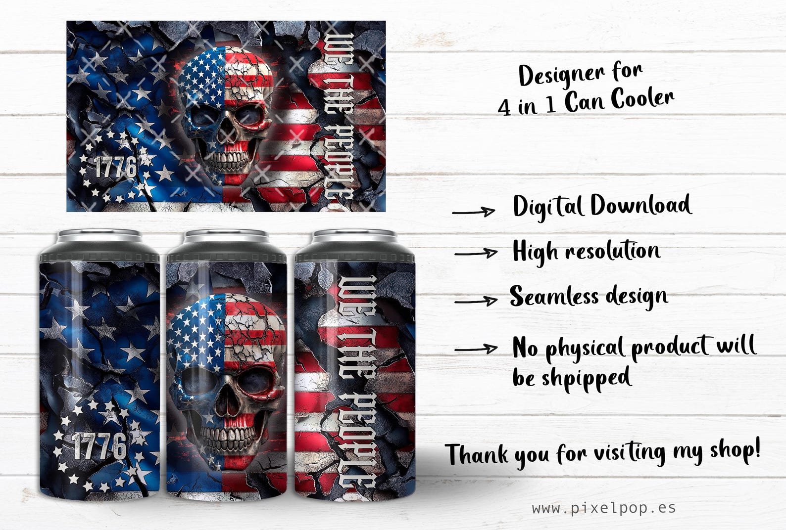 We the People 4 in 1 Can Cooler Sublimation Design Patriotic Design Can ...