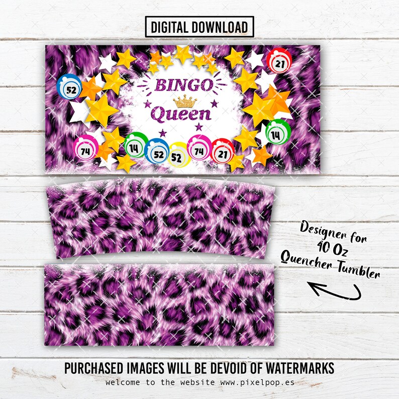 Bingo Queen 40 Oz Quencher Tumbler Sublimation Design, Bingo Night ...