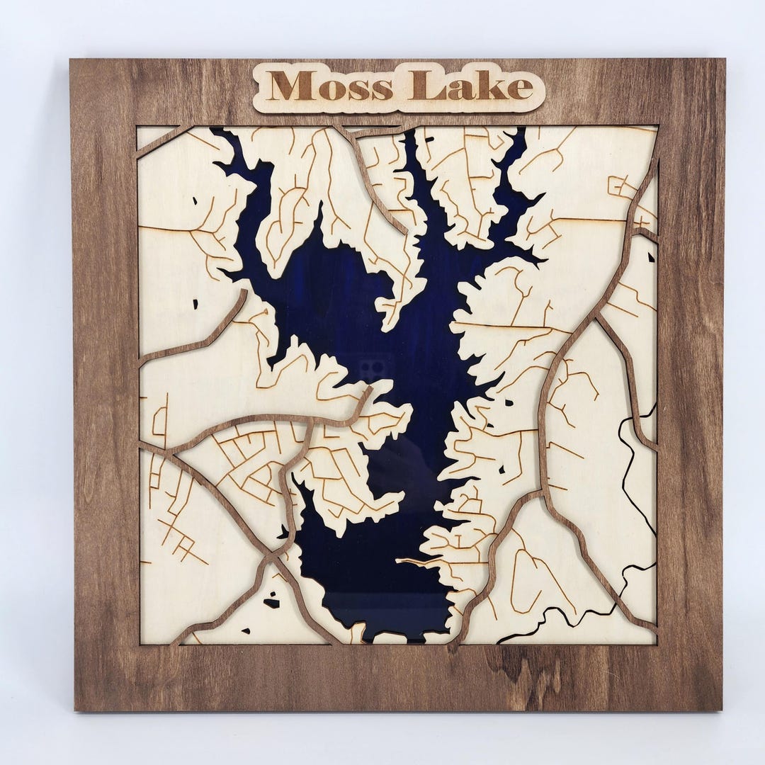 Detailed 3-layer Laser-cut Lake Map Custom Wood Art for Home Decor 1054 ...