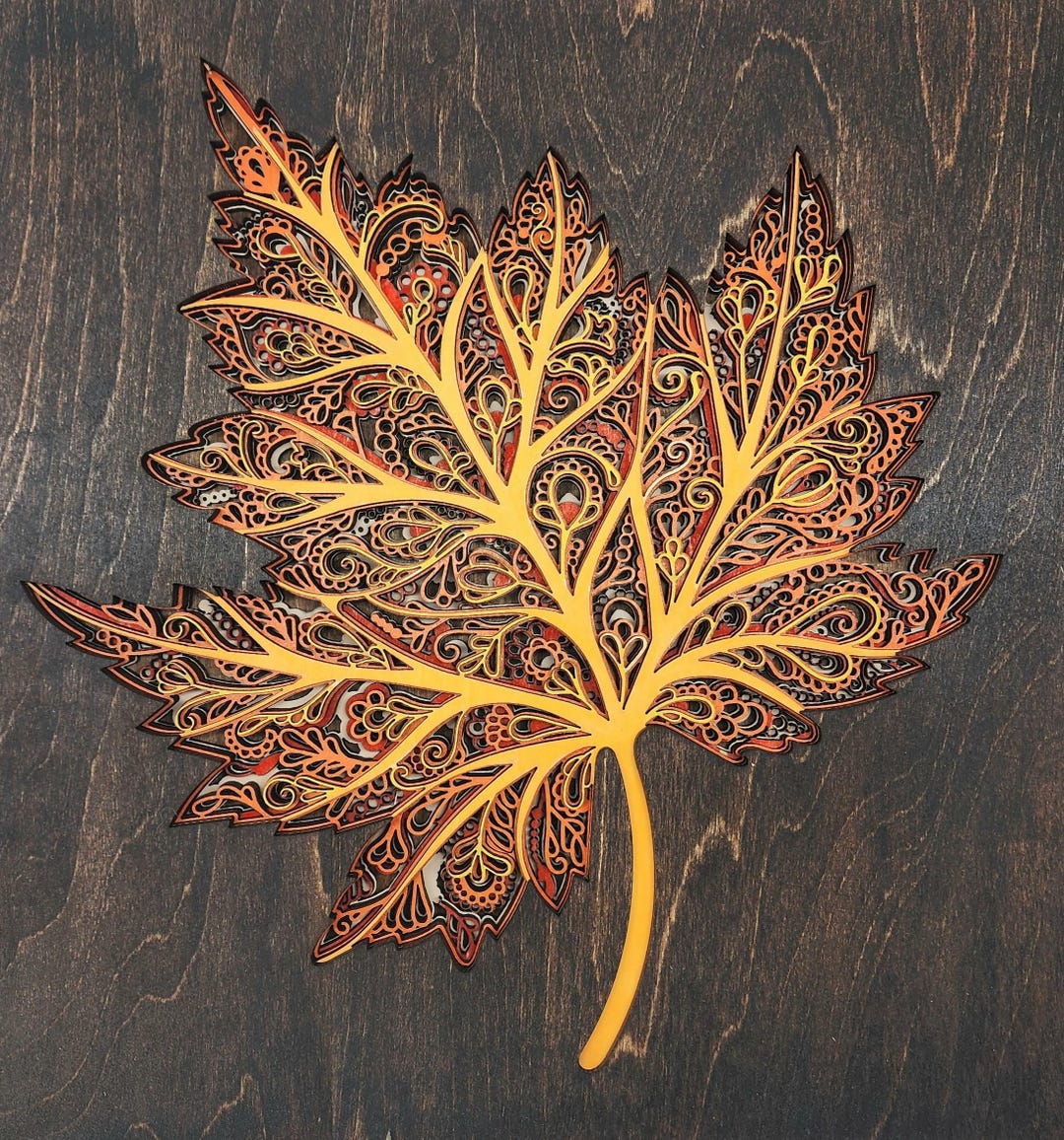 6 Layer Laser Cut Fall Leaf Wall Art Autumn Decor, Layered Wood Leaf ...