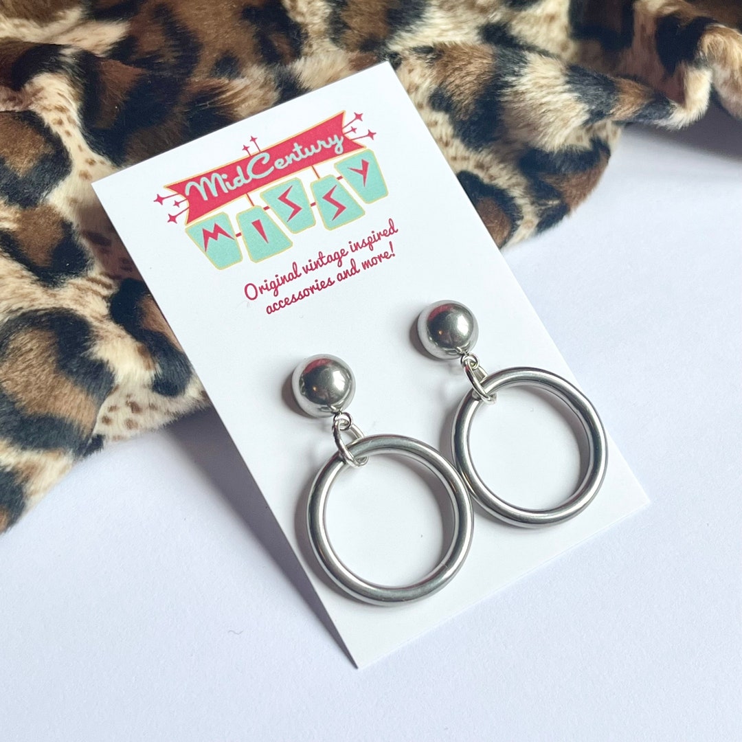 1950s Silver Hoop Earrings Bad Girl 50s Fifties Marilyn Monroe 2.5cm - Etsy