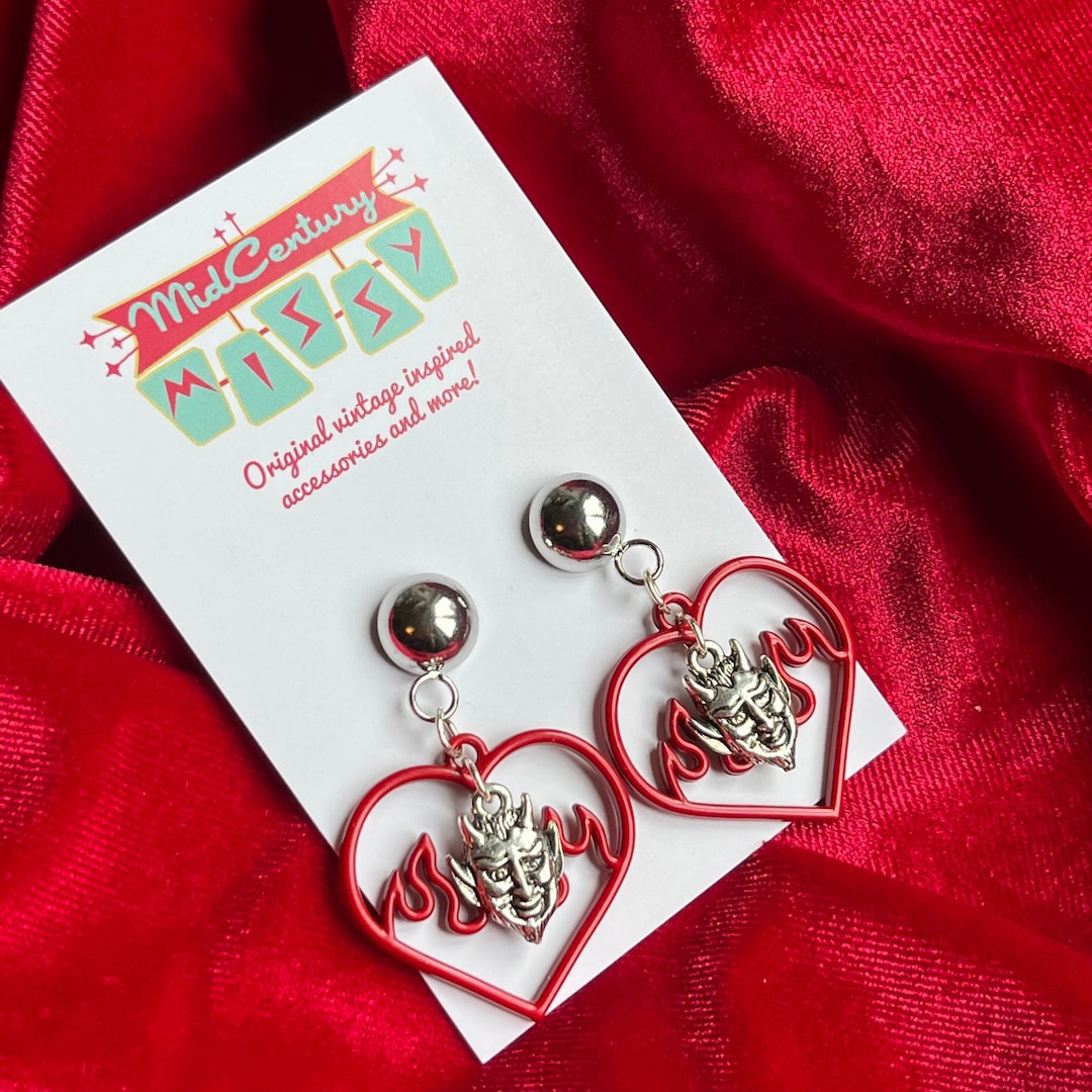 1950's Style Red Devil Earrings for Spooky Pinup Girls Halloween ...