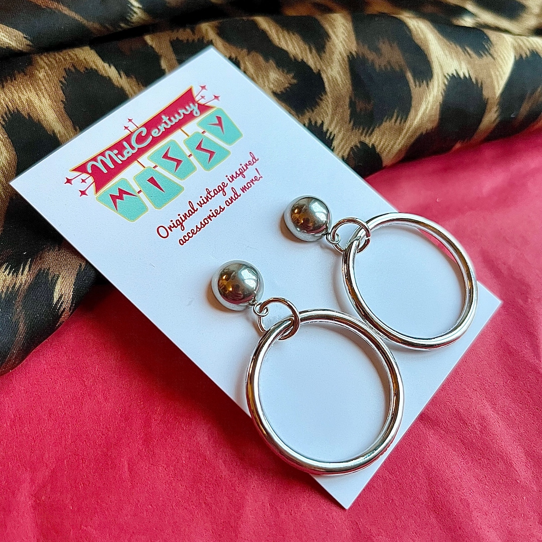 1950s Silver Hoop Earrings Bad Girl 50s Fifties Marilyn Monroe 3cm - Etsy