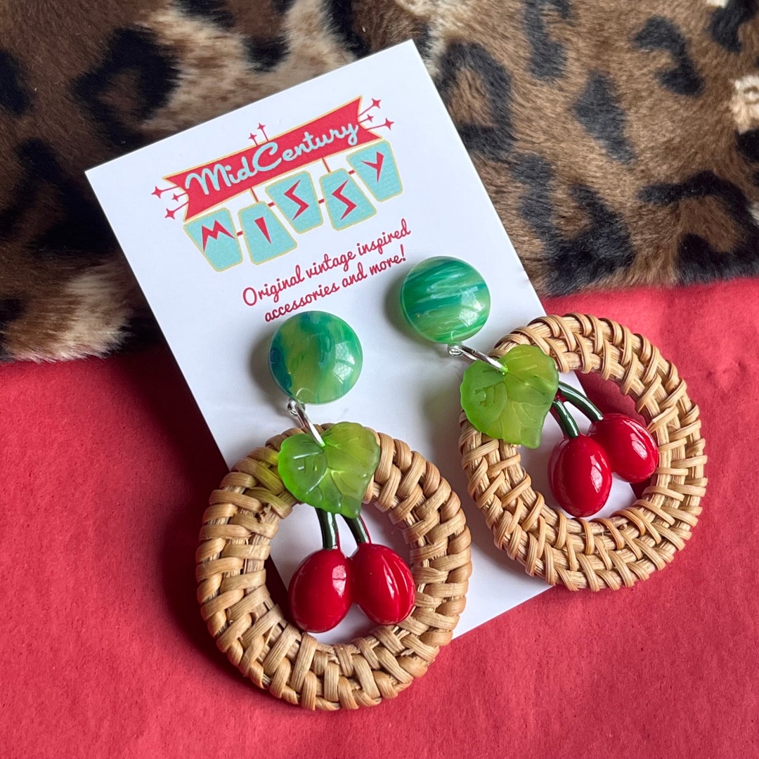 1950s Style Carmen Miranda Fruit Earrings Cherry Cherries - Etsy