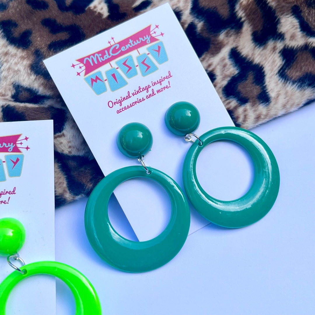 1950s Green Hoop Earrings Bad Girl 50s Fifties Marilyn Monroe - Etsy
