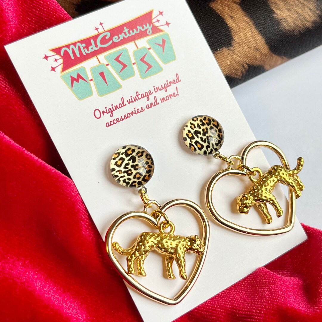 1950s Style Leopard Earrings Bad Girl Vintage Style Hoop 50s Rockabilly ...
