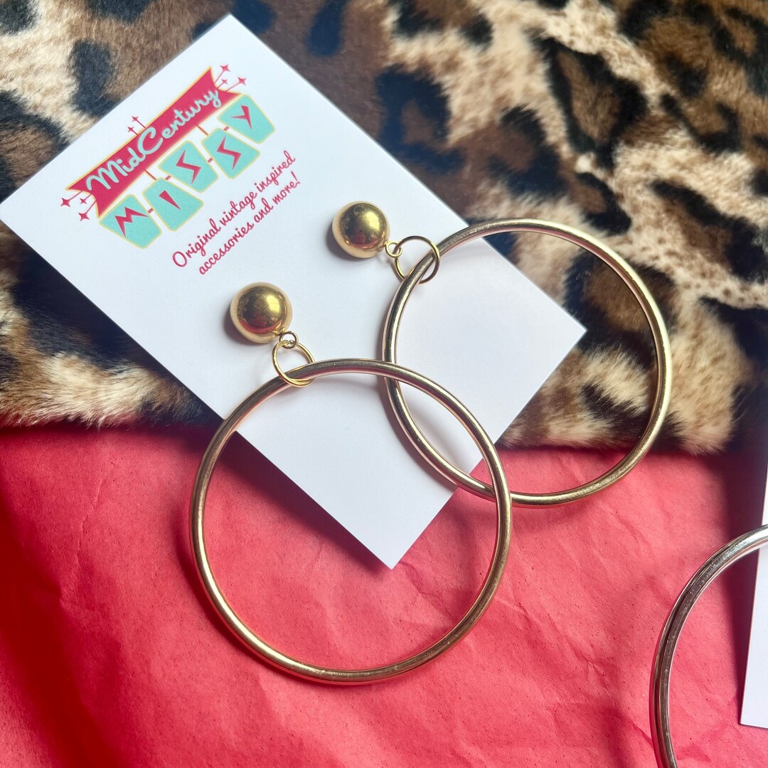 1950s Gold Hoop Earrings Bad Girl 50s Fifties Marilyn Monroe 5cm - Etsy