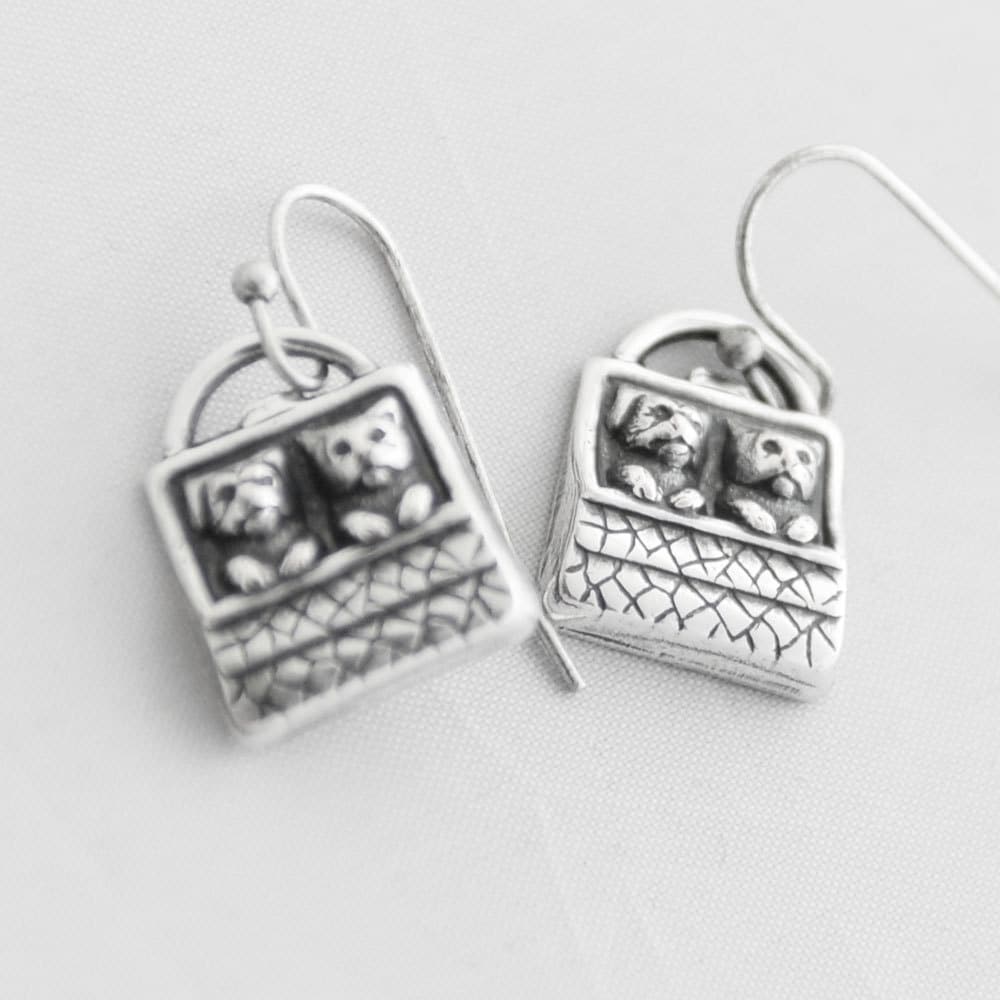 Cute Puppy Earrings Dog Earrings Silver Charm Earrings Pet | Etsy