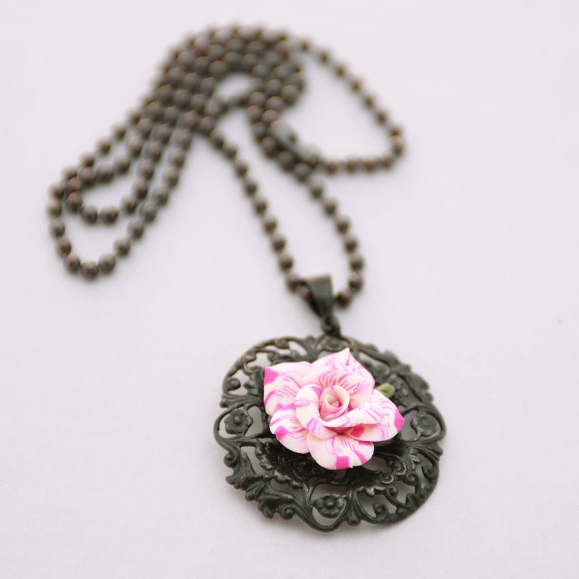 Rose Necklace Earrings Set Striped Roses Jewelry Set | Etsy