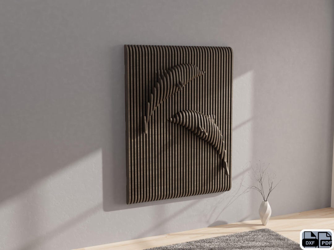 Parametric Wavy Wooden Wall Decor / Dolphins Home Decor / CNC Router ...