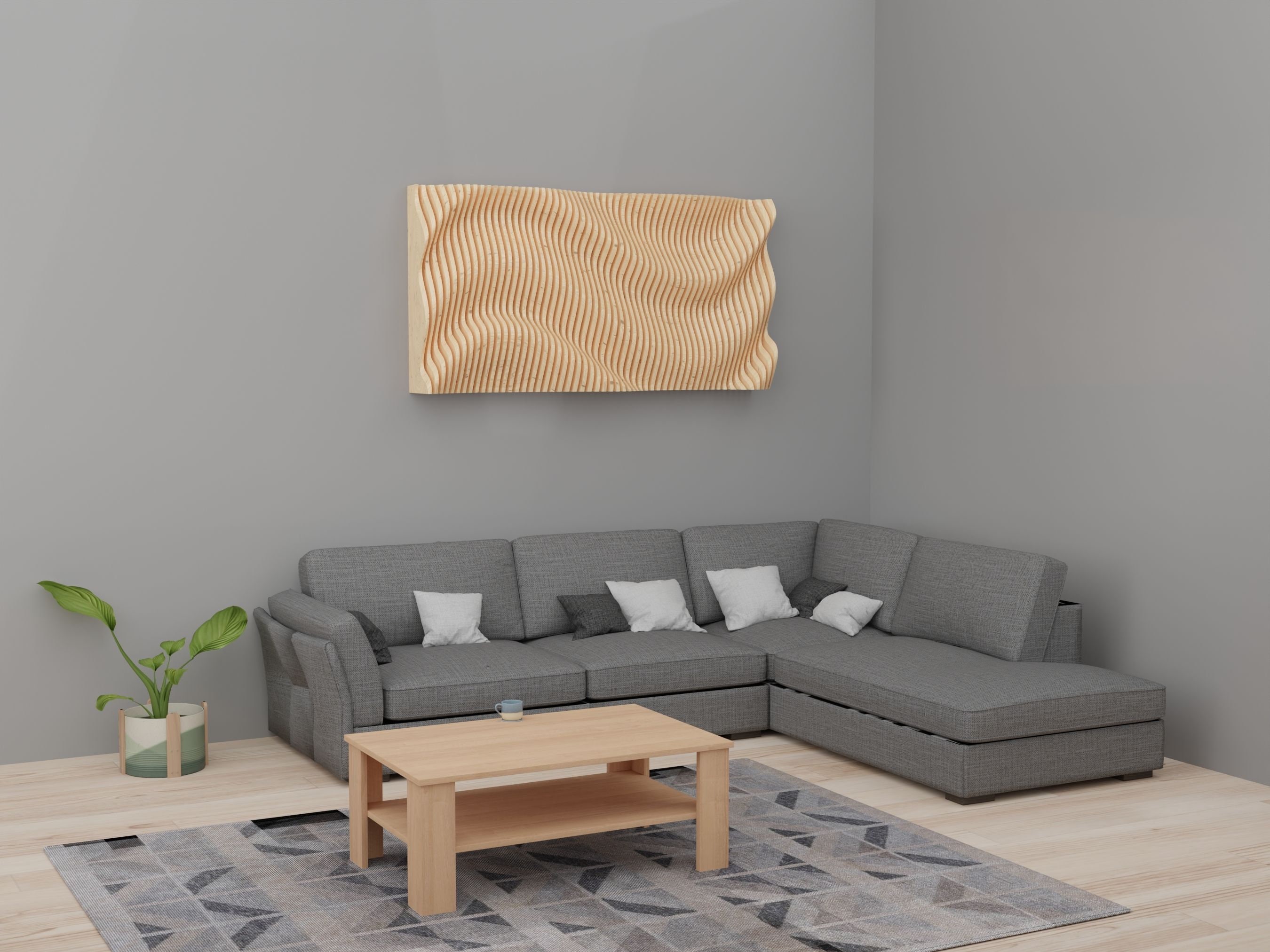 Parametric Wall Art & Decor 08: CNC Cut Wavy Wood Panels Wall Hangings ...