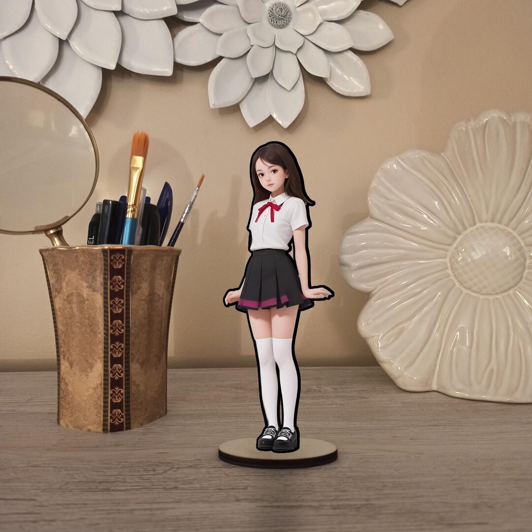 5" Anime Girl Standee Flat Wood Stand Manga Character Collectible Model ...