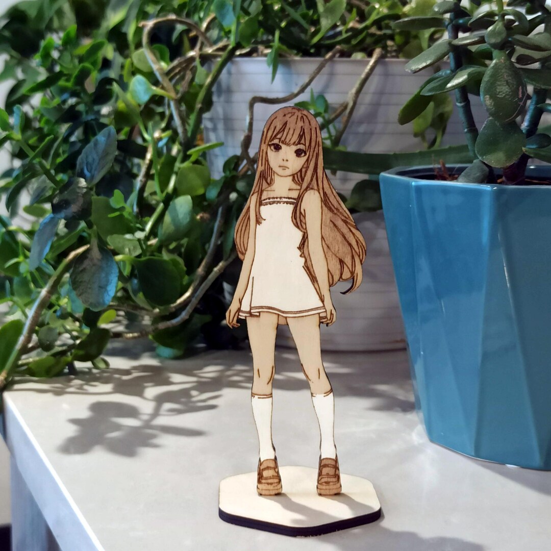 2D Anime Doll Wooden Standee Monochrome Manga Character Collectible ...