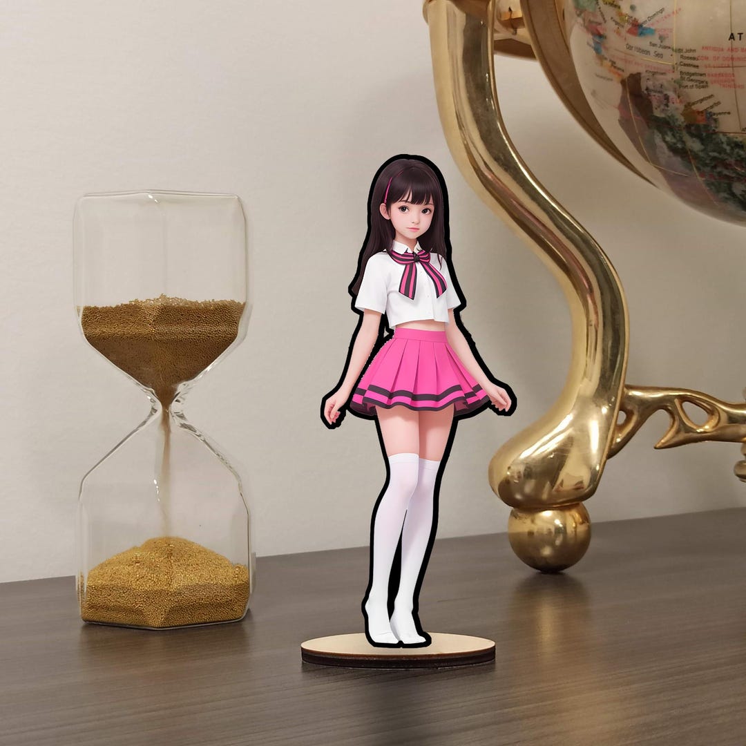 5" Anime Girl Standee Flat Wood Stand Manga Character Collectible Model ...