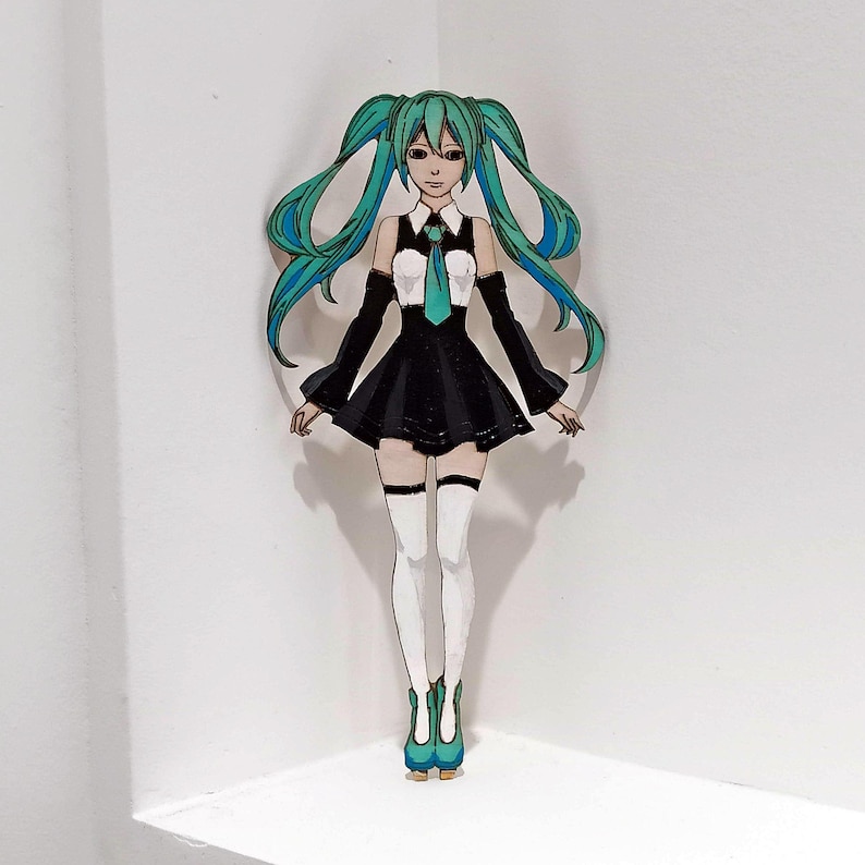 Miku Hatsune 2D Vocaloid Anime Doll Wooden Standee Manga Character ...
