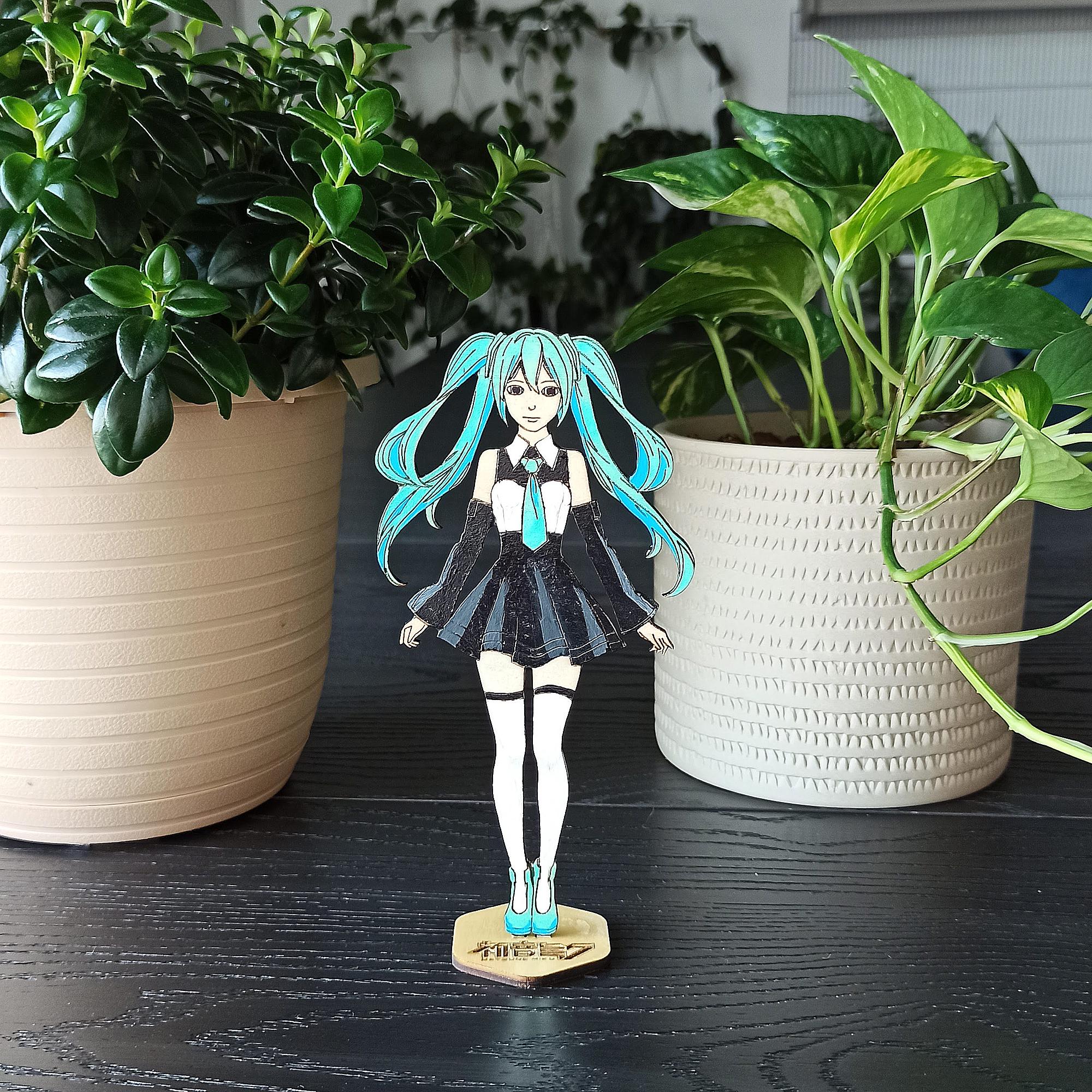 Miku Hatsune 2D Vocaloid Anime Doll Wooden Standee Manga Character ...