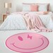 Pink Preppy Smiley Face Rug Lightning Bolt Dopamine Decor Eclectic ...