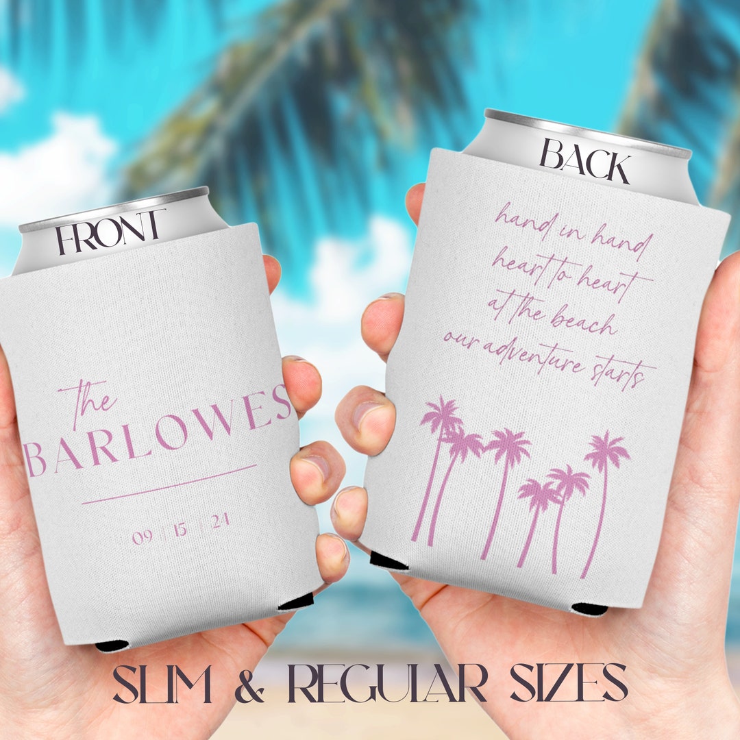 Custom Beach Wedding Koozies Can Koozies Wedding Favor Ideas ...