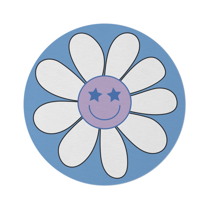Purple & Blue Preppy Smiley Face Daisy Rug Dopamine Decor Eclectic ...