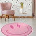 Pink Preppy Smiley Face Rug Lightning Bolt Dopamine Decor Eclectic ...