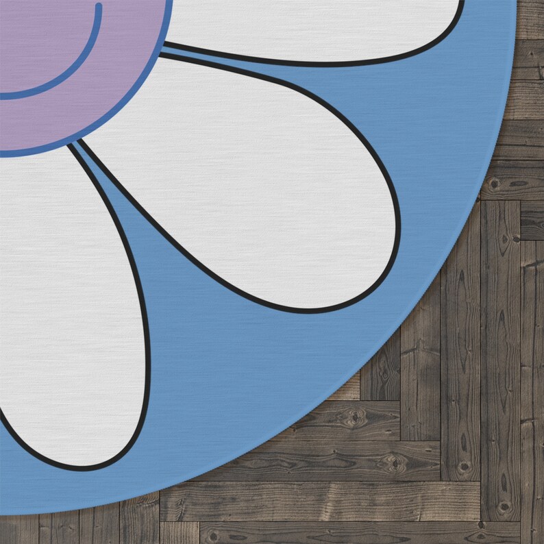 Purple & Blue Preppy Smiley Face Daisy Rug Dopamine Decor Eclectic ...