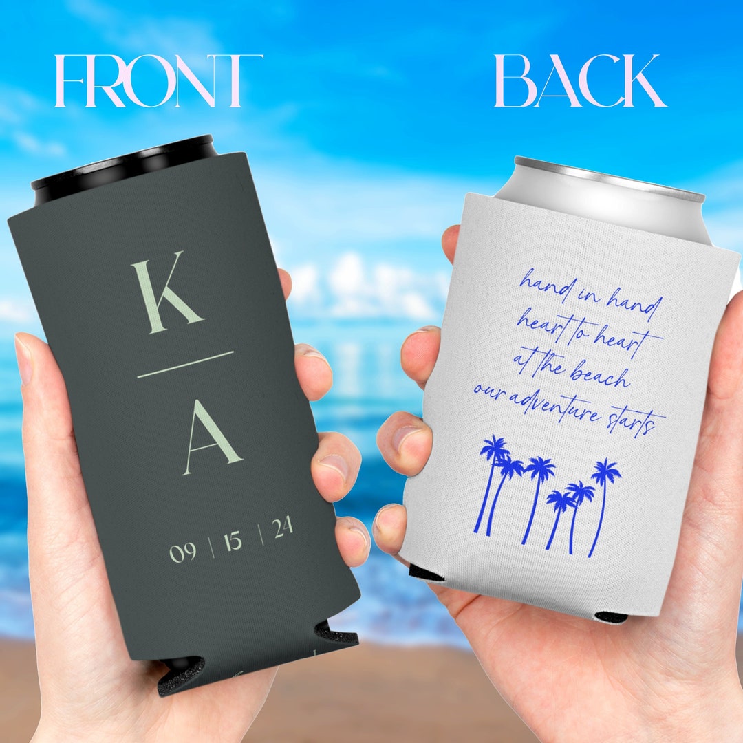 Custom Koozie | Beach Wedding Koozies | Can Koozies Wedding Favor Ideas ...