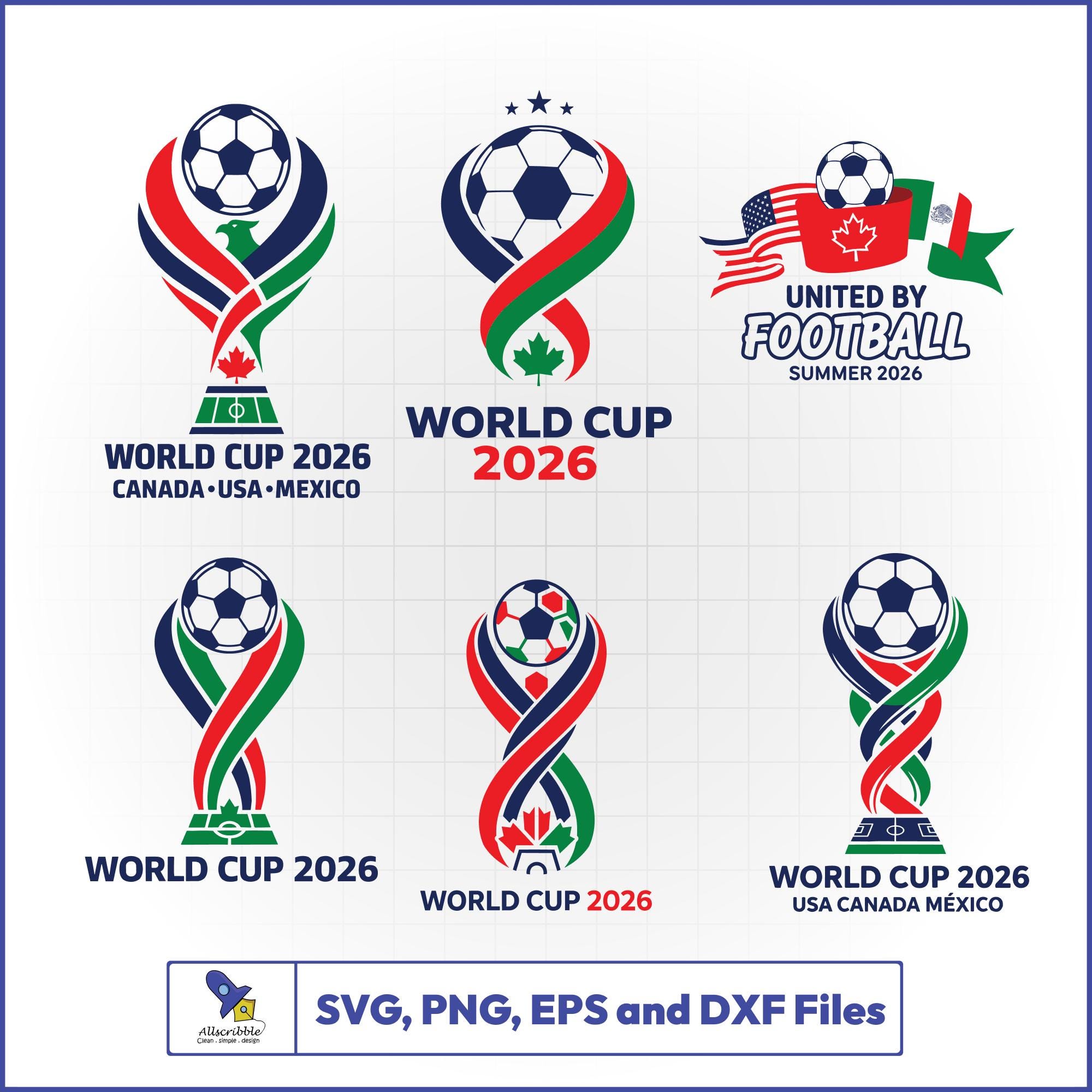 World Cup 2026 SVG Bundle, USA, Canada, Mexico Football Designs for ...