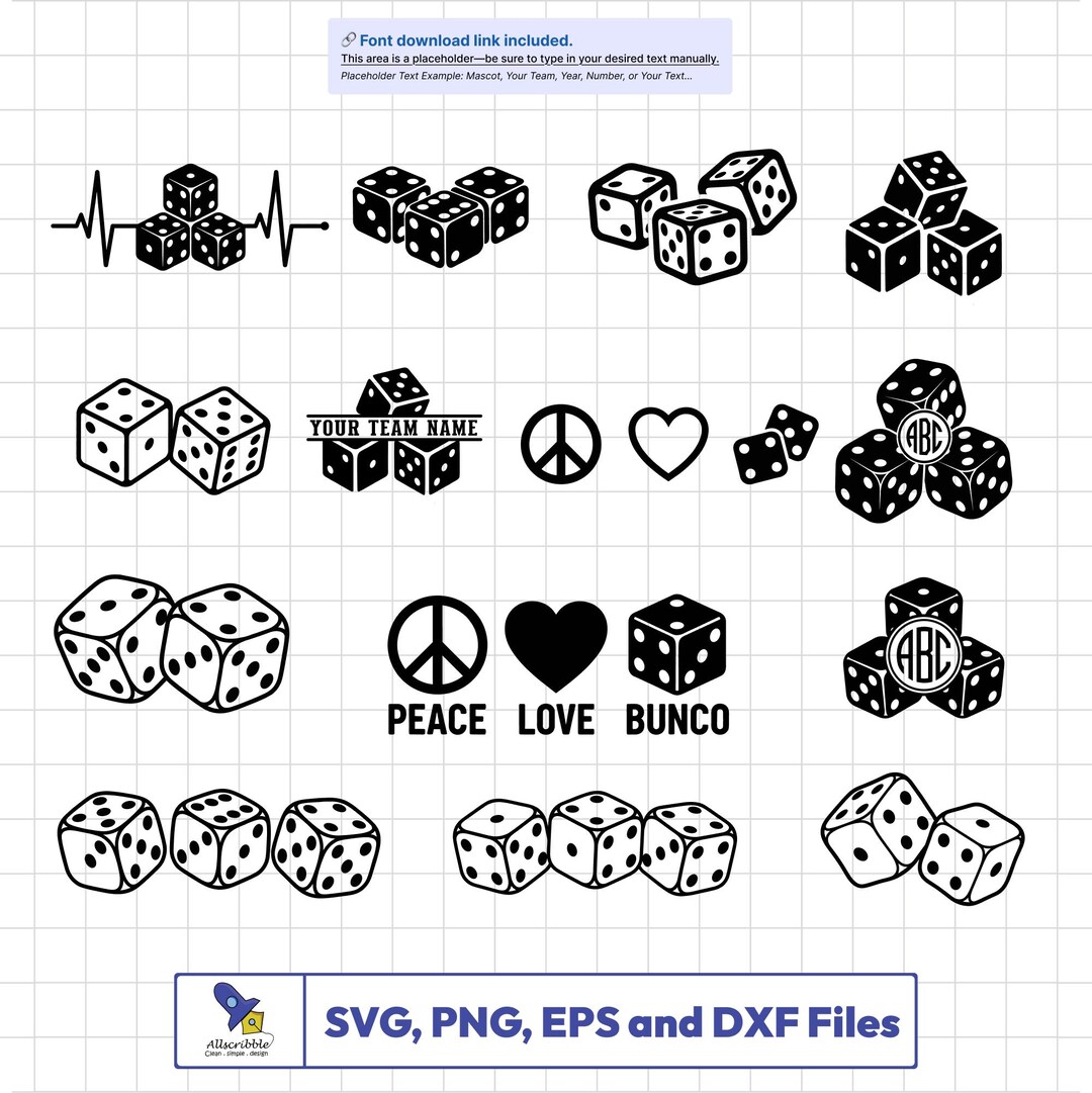 Bunco Dice SVG Bundle, Split Frame Monogram, Peace Love Game Night ...