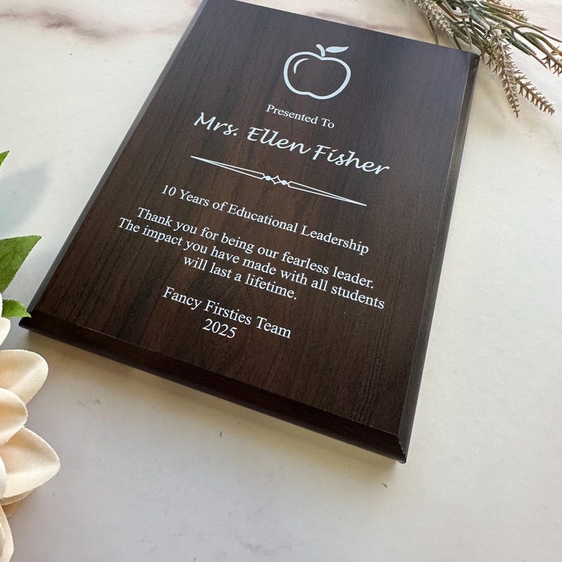 Personalized Walnut Teacher Appreciation Plaque: Custom Classroom Decor ...