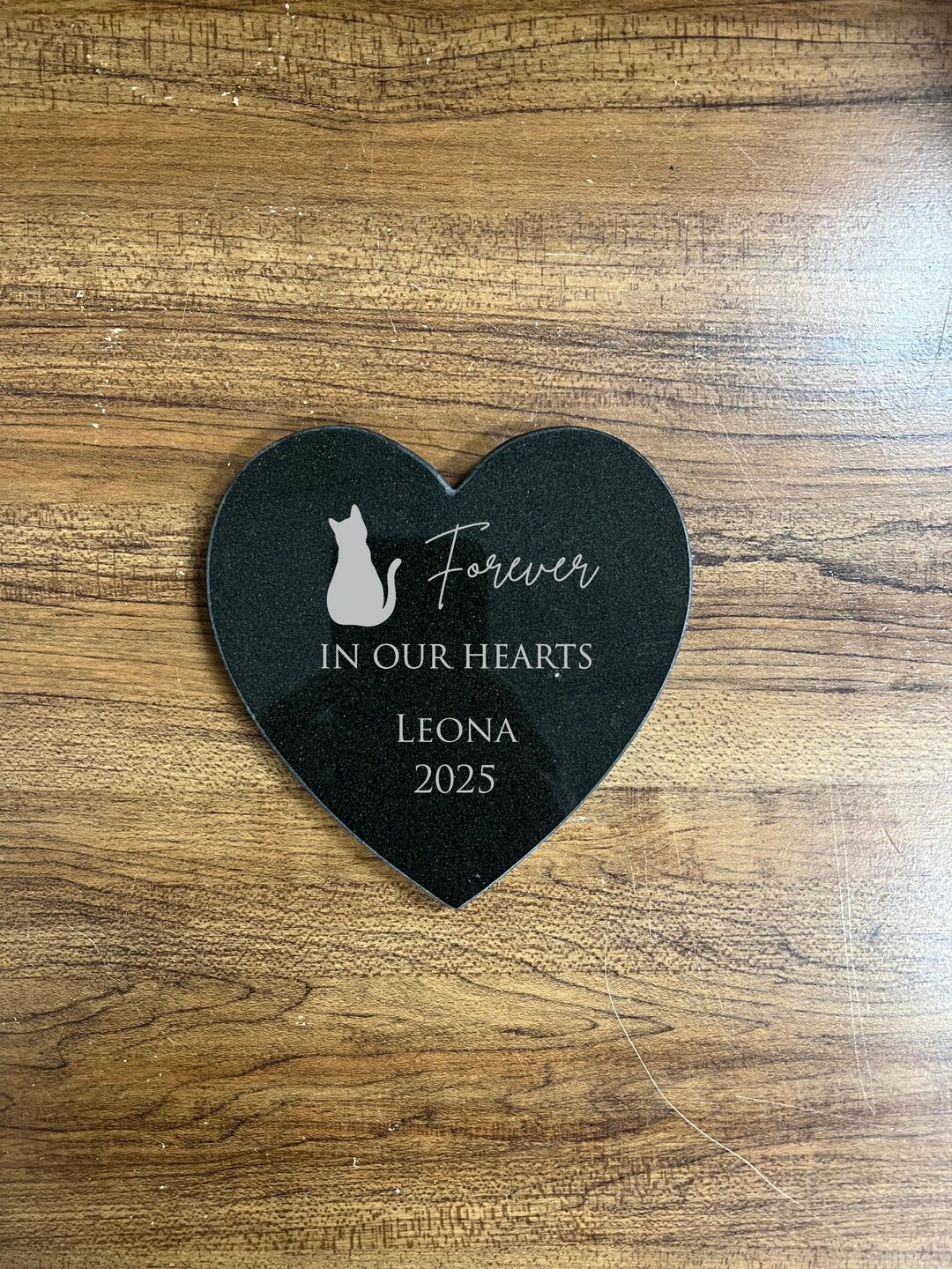 Personalized Slate Stone Memorial for Cat Passing, Heart Rock Keepsake ...