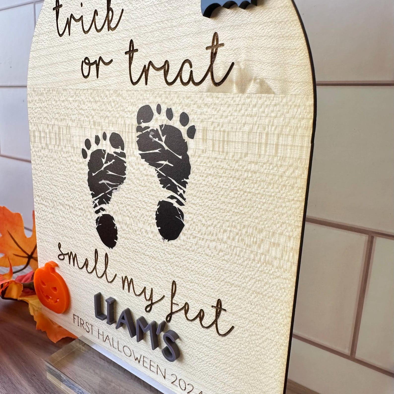 Halloween Footprint Craft Sign, Handprint Art Sign, Trick or Treat ...