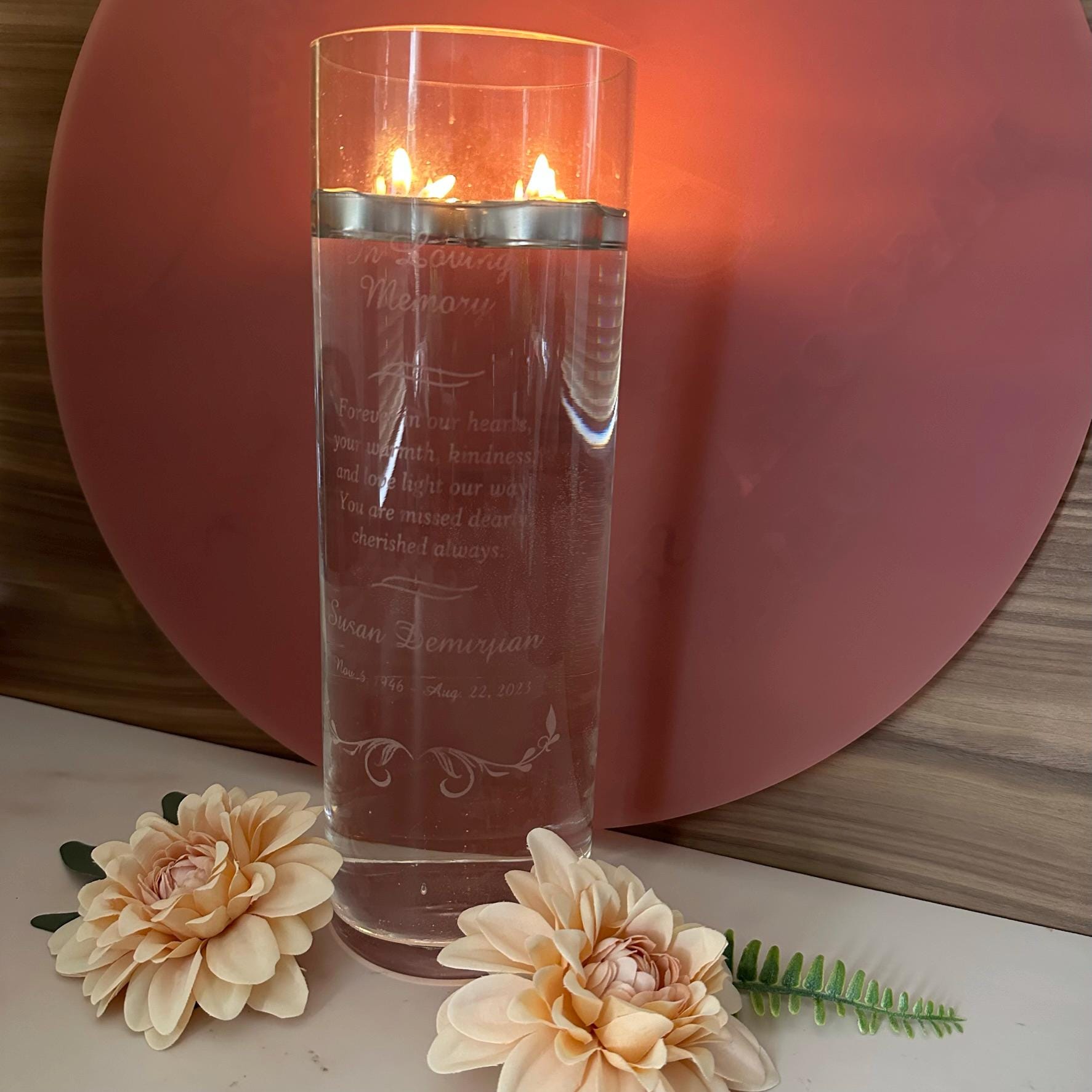 In Loving Memory Vase, Memorial Vases, Floating Memorial Candle Holder ...