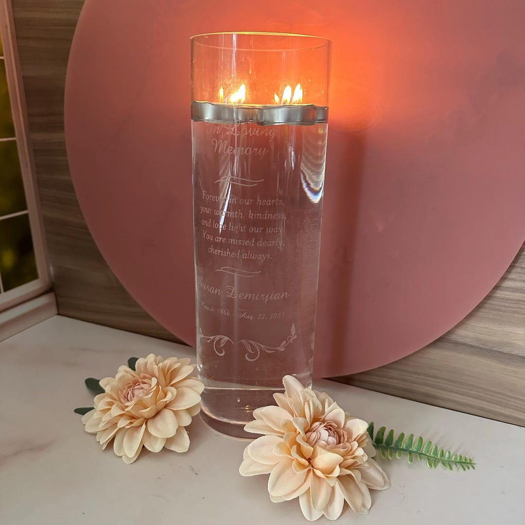In Loving Memory Vase, Memorial Vases, Floating Memorial Candle Holder ...