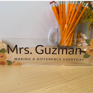 Floral Teacher Desk Name Plate: Personalized Acrylic Classroom Decor - Etsy