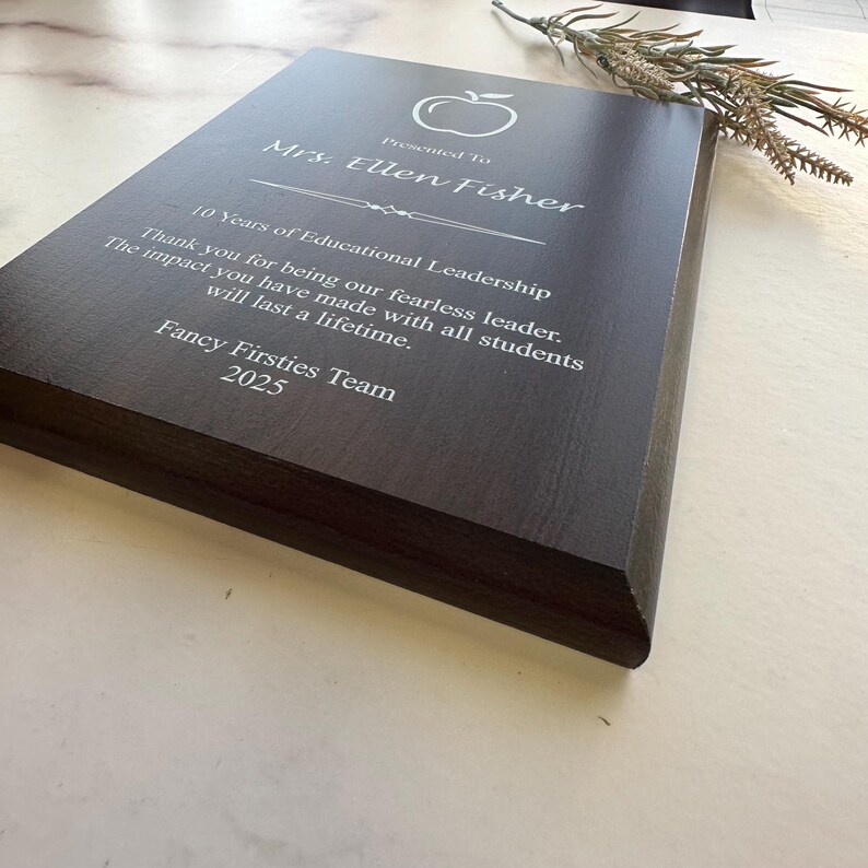 Personalized Walnut Teacher Appreciation Plaque: Custom Classroom Decor ...