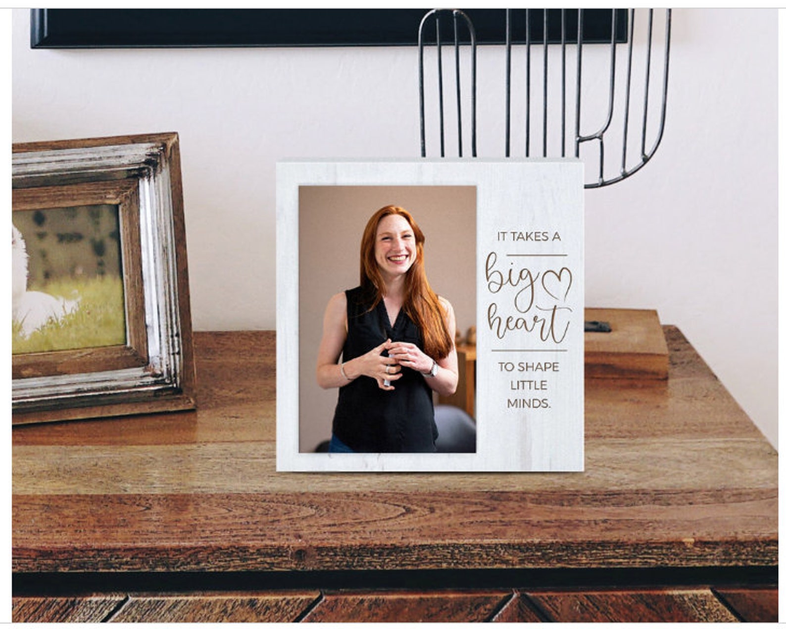 Personalized Teacher Photo Block: Engraved Faux Wood Frame - Etsy