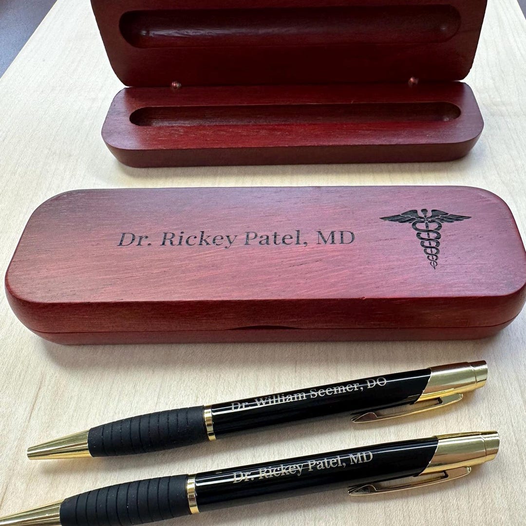 Personalized Doctor Pen Set: Engraved Gift With Caduceus Case - Etsy
